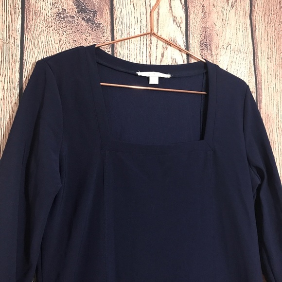 Boston Proper | Tops | Boston Proper Top L Blue Square Neckline | Poshmark
